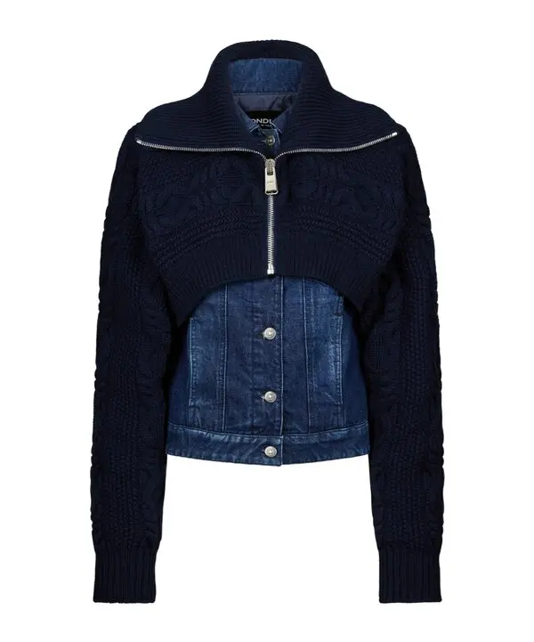 DONDUP Knitted Denim Jacket With Detachable Crop Top