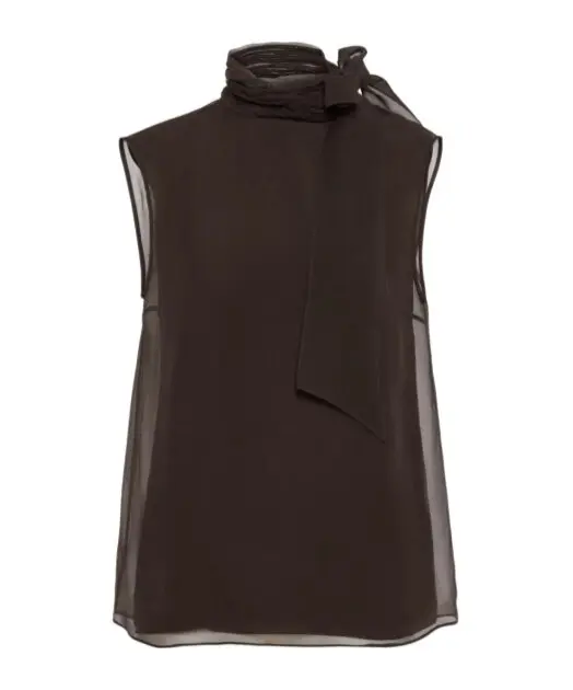 Brunello Cucinelli Sleeveless Bow Detail Blouse