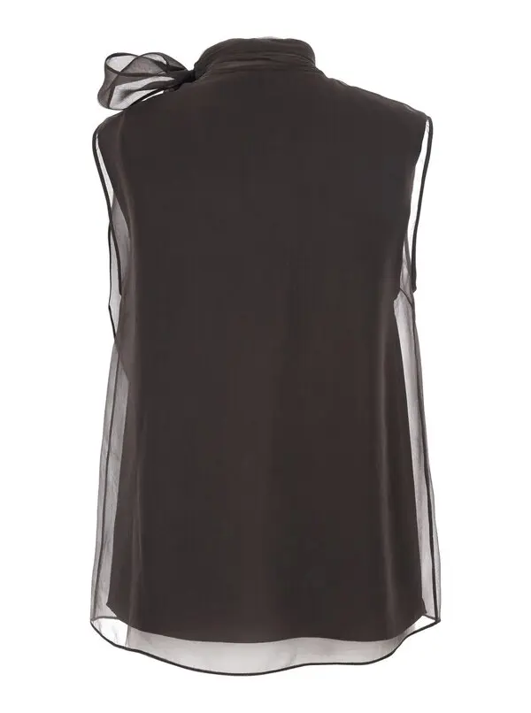 Brunello Cucinelli Sleeveless Bow Detail Blouse