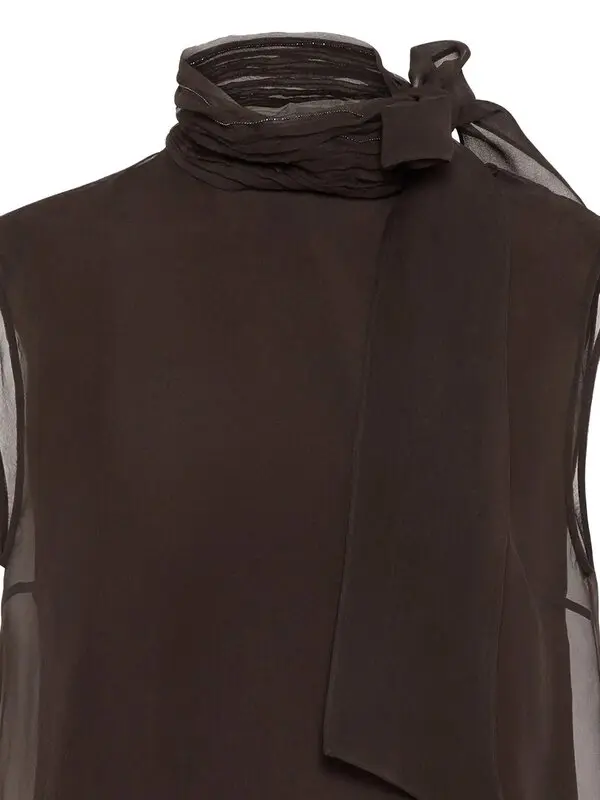 Brunello Cucinelli Sleeveless Bow Detail Blouse