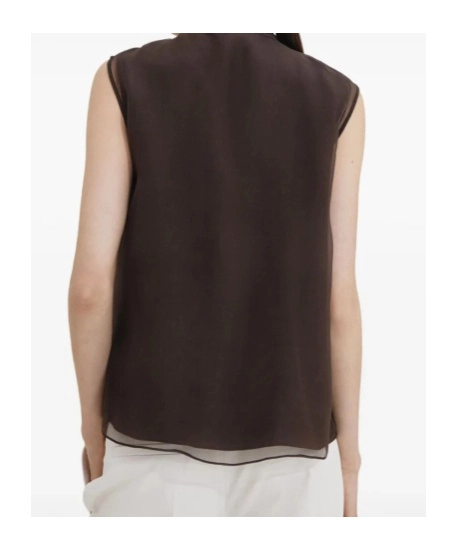 Brunello Cucinelli Sleeveless Bow Detail Blouse