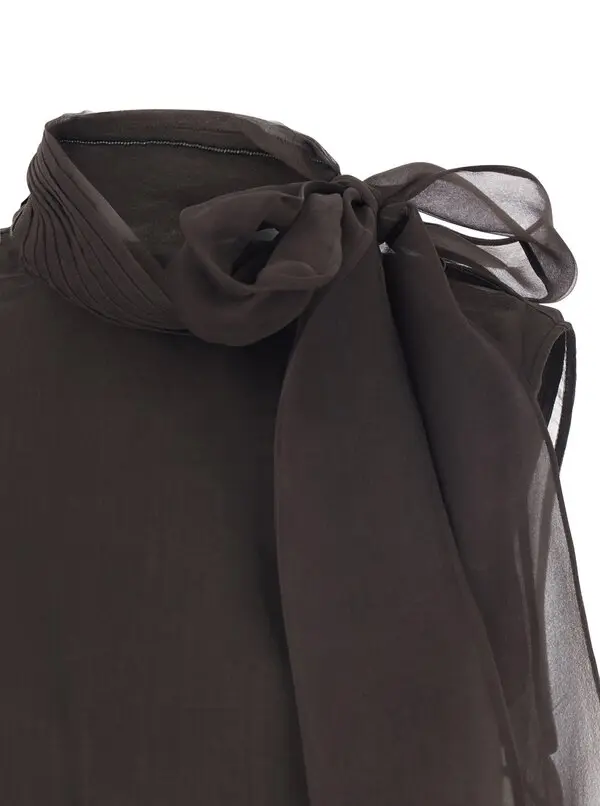 Brunello Cucinelli Sleeveless Bow Detail Blouse