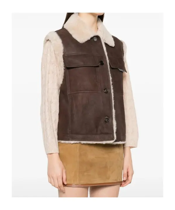 Brunello Cucinelli Buttoned Shearling Waistcoat