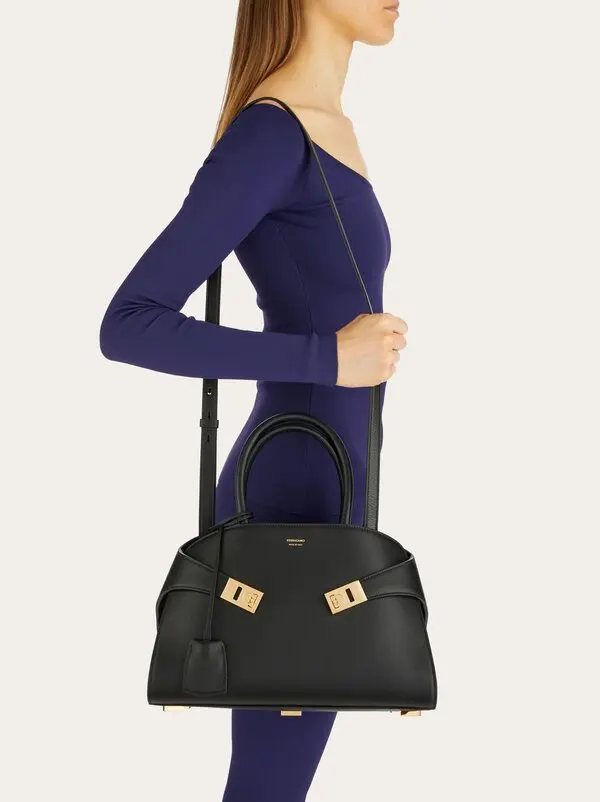 FERRAGAMO Gancini Logo Tote Bag - Black