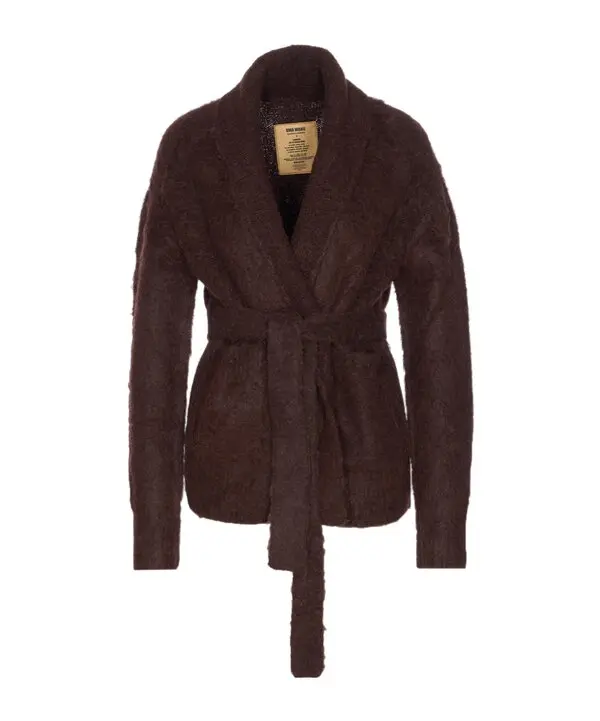 UMA WANG Shawl Collar Long Sleeve Cardigan - Black