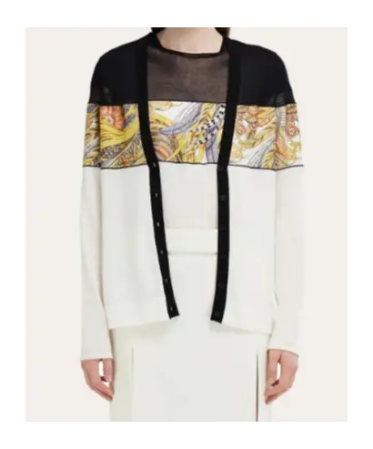 FERRAGAMO V-neck Cardigan With Silk Inserts