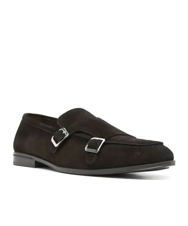 DOUCAL'S Double Buckle Monk Loafers - Brown