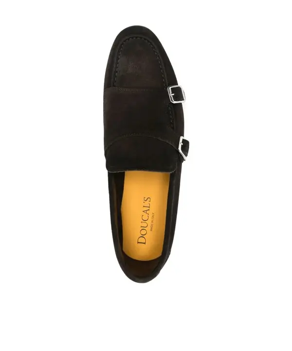 DOUCAL'S Double Buckle Monk Loafers - Brown