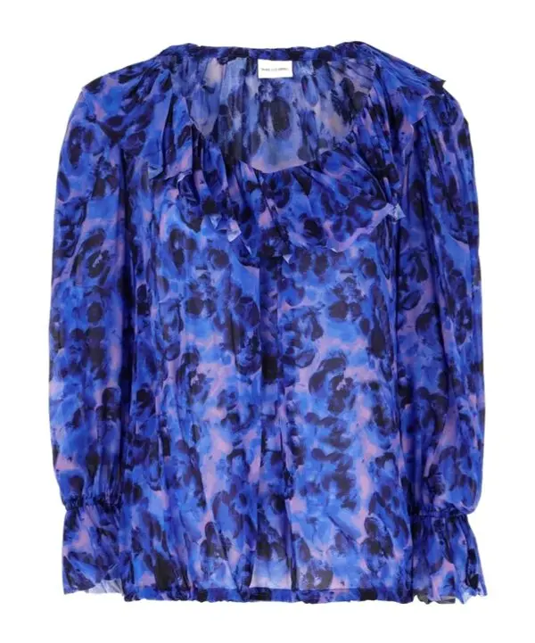 Dries Van Noten Long Sleeve Shirt With Ruffle Detail - Blue