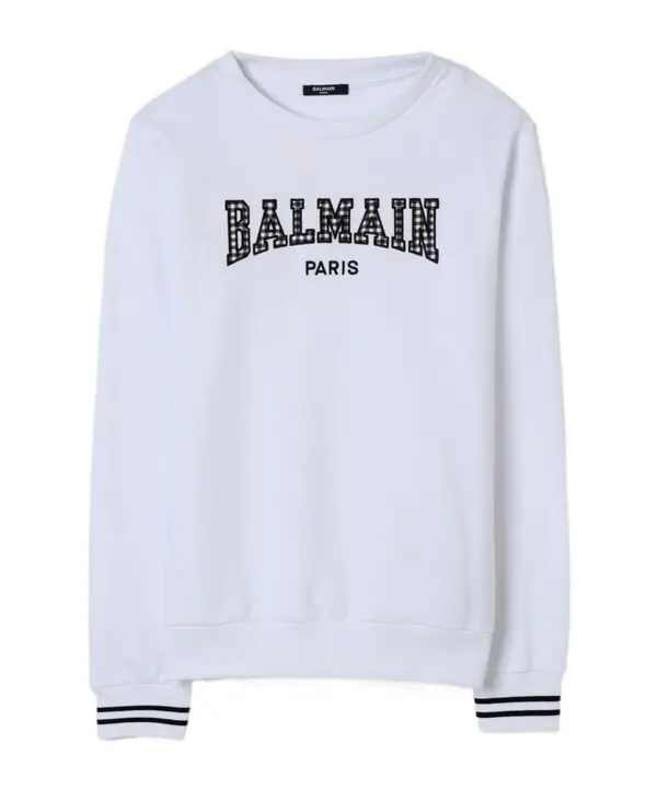 Balmain Logo Embroidered Crewneck Sweatshirt - Blue