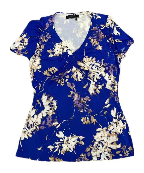 Max Mara Short Sleeve Floral Print V-neck Top