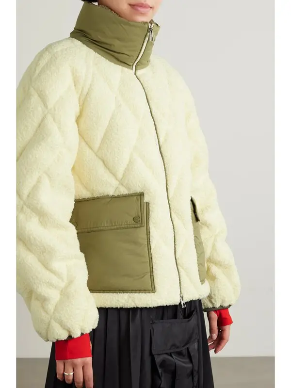 Moncler Jonquille Fleece Quilted Down Jacket - Light Beige