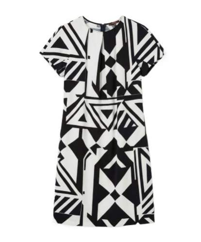 Max Mara Round Neck Geometric Print Dress - Black