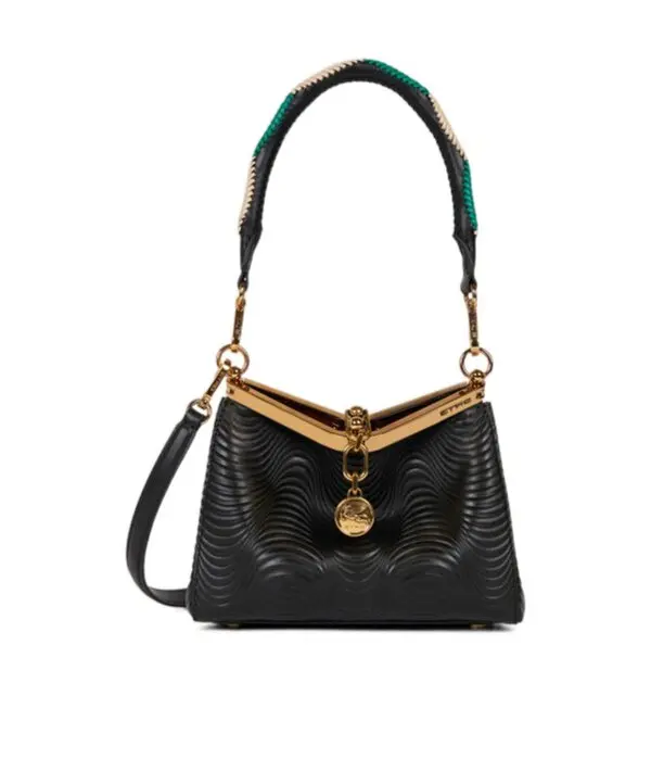 Etro Small Vela Bag With Wavy Motif - Black