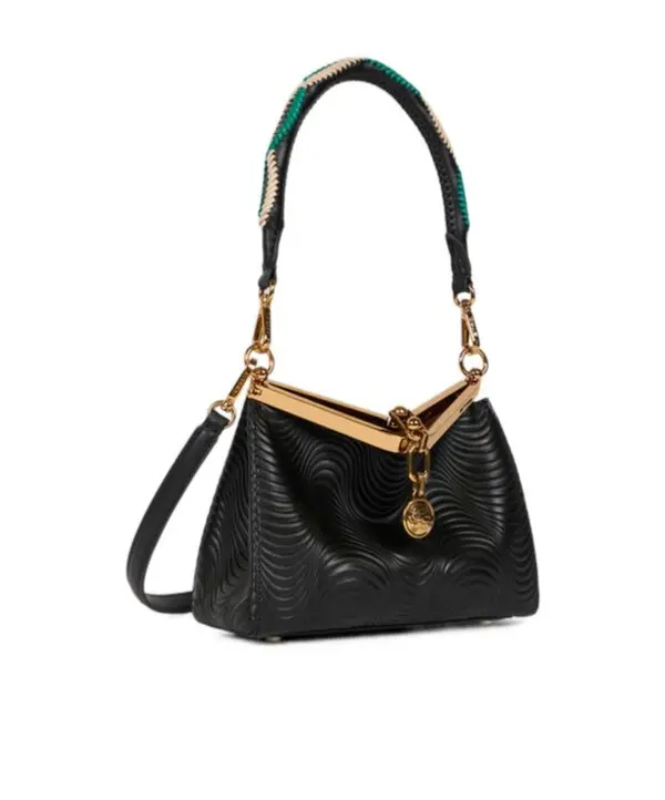 Etro Small Vela Bag With Wavy Motif - Black