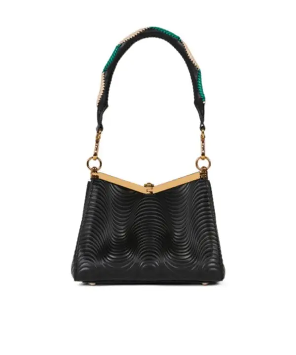Etro Small Vela Bag With Wavy Motif - Black