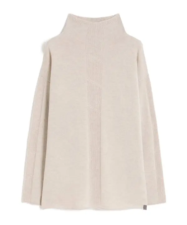 Max Mara Textured Paneled High Neck Sweater