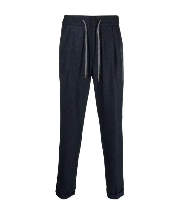 Brunello Cucinelli Drawstring Pleated Trousers - Black