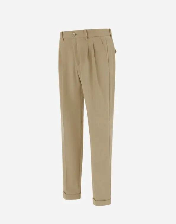 Herno Pleated Cuffed Straight-leg Trousers - Nude