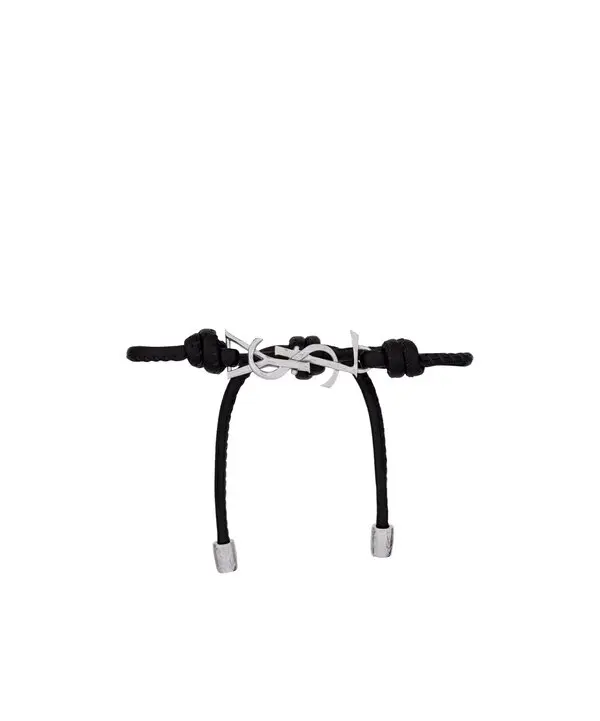 Saint Laurent Cassandre Cord Bracelet - Black