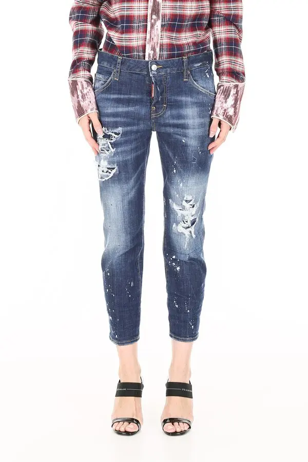 Dsquared2 Imitation Nine-cent Cotton Jeans - Blue