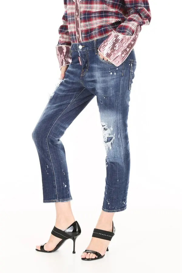 Dsquared2 Imitation Nine-cent Cotton Jeans - Blue