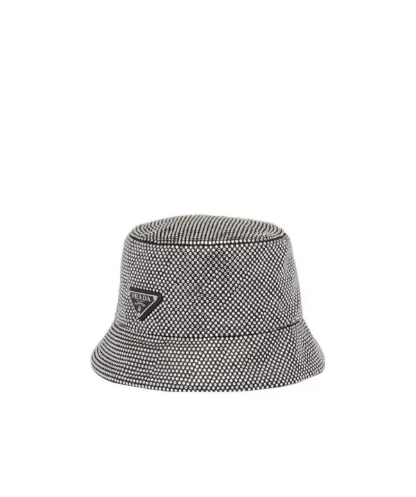 Prada Embellished Logo Plaque Bucket Hat