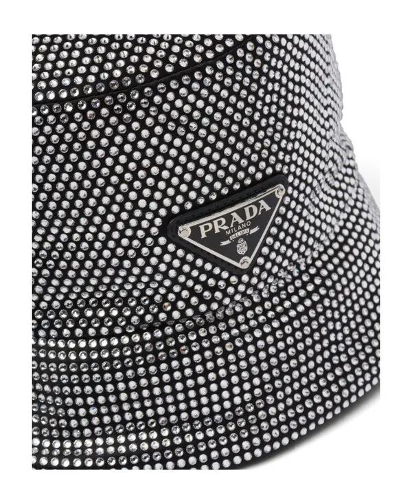 Prada Embellished Logo Plaque Bucket Hat