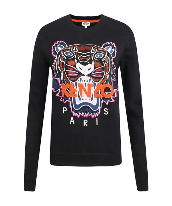 Kenzo Logo Tiger Head Embroidered Sweater - Black