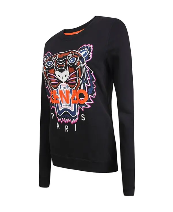 Kenzo Logo Tiger Head Embroidered Sweater - Black