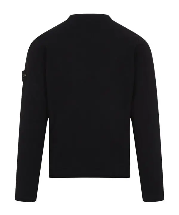 Stone Island Logo Patch Crewneck Sweatshirt - Black