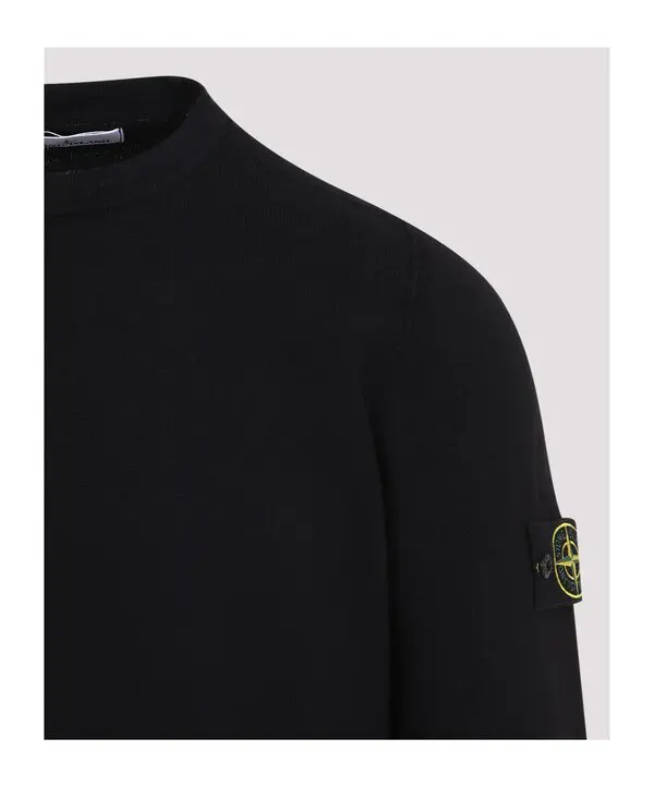 Stone Island Logo Patch Crewneck Sweatshirt - Black