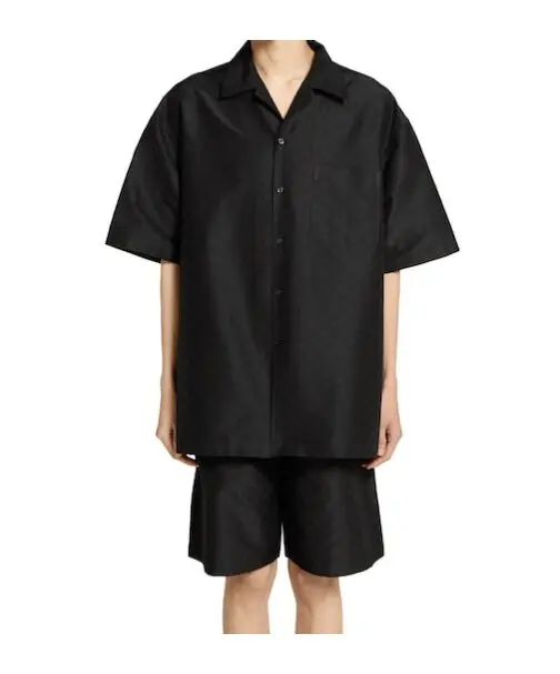 Gucci Gg Faille Collared Short-sleeve Shirt - Black