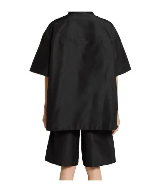 Gucci Gg Faille Collared Short-sleeve Shirt - Black