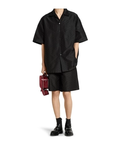 Gucci Gg Faille Collared Short-sleeve Shirt - Black