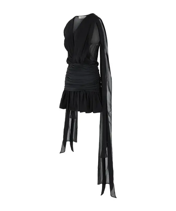 Blumarine V-neck Long Sleeve Draped Pleated Top