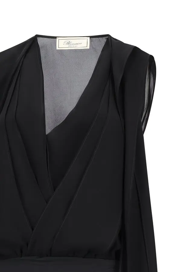 Blumarine V-neck Draped Pleated Top