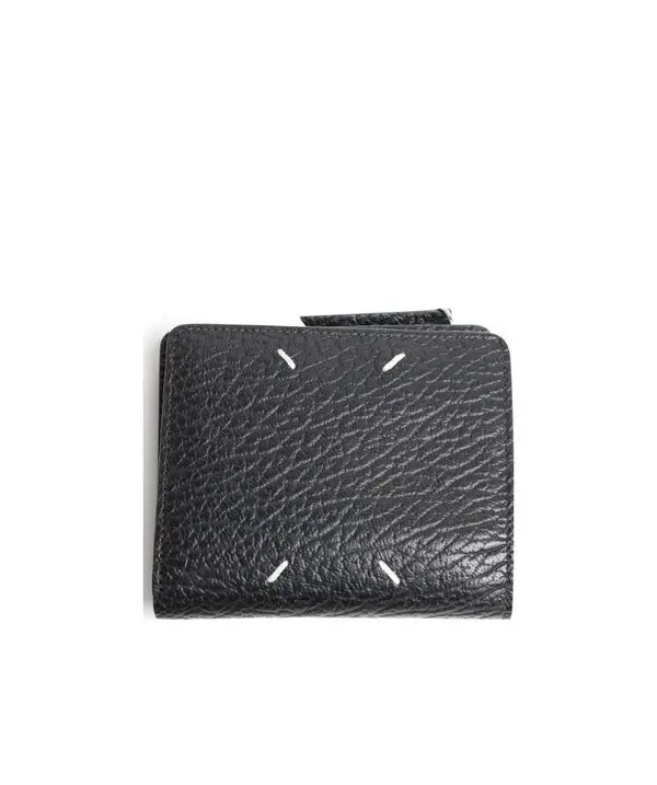 MAISON MARGIELA Logo Detailed Zipped Wallet - Black