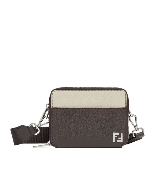 Fendi Leather Camera Bag - Brown White