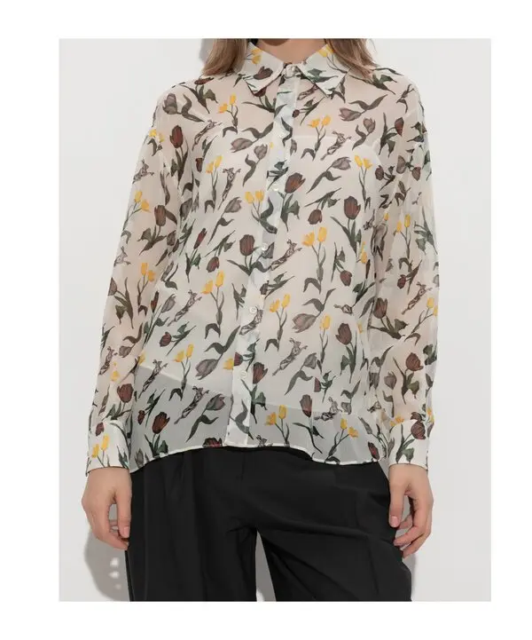 Marni Floral Printed Long Sleeve Shirt - Gray