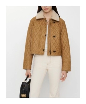 Burberry Shearling Collar Quilted Jacket - Sepia/hay
