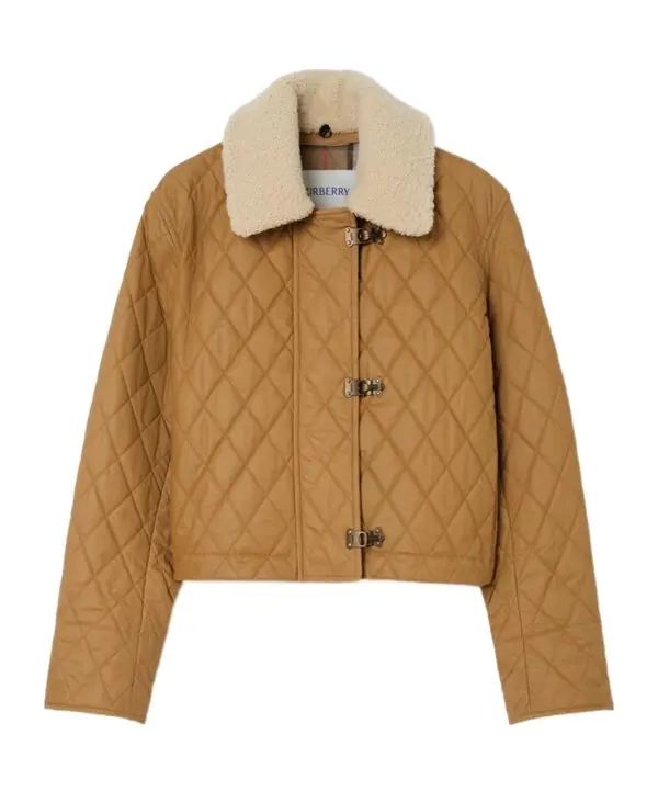 Burberry Shearling Collar Quilted Jacket