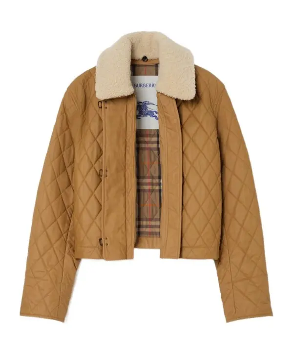 Burberry Shearling Collar Quilted Jacket