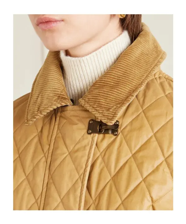 Burberry Shearling Collar Quilted Jacket