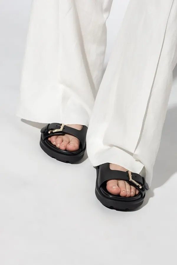 FERRAGAMO Logo Buckled Slides