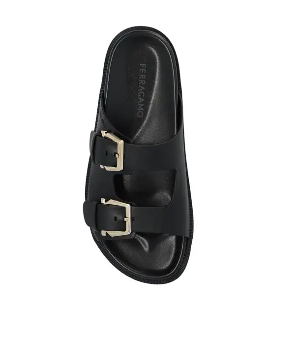 FERRAGAMO Logo Buckled Slides