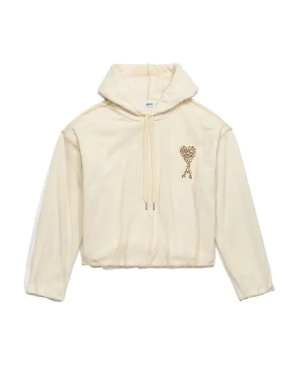 Ami De Coeur Tulle Hoodie With Embellished Logo
