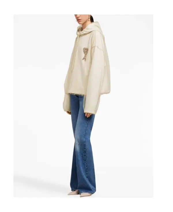 Ami De Coeur Tulle Hoodie With Embellished Logo