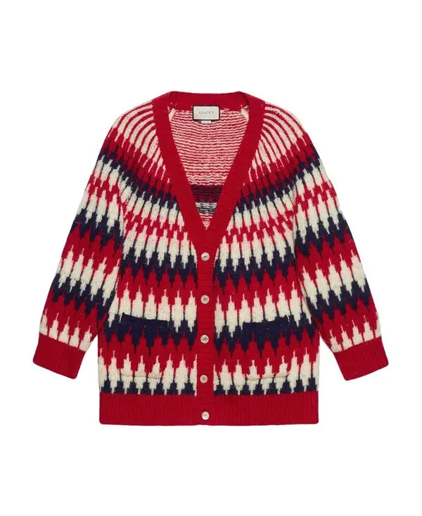 Gucci Zigzag Jacquard Organic Wool Cardigan
