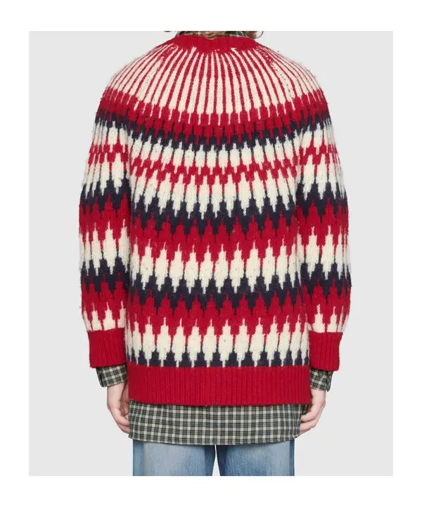 Gucci Zigzag Jacquard Organic Wool Cardigan